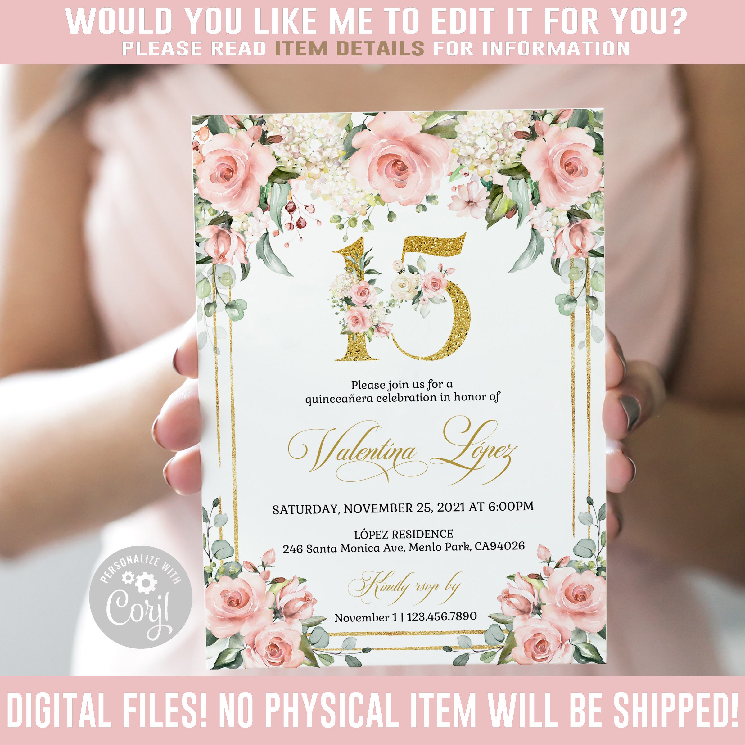 Paper Paper & Party Supplies Mis Quince Anos 15th Birthday Instant ...