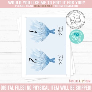 EDITABLE Table Numbers, Quinceanera, Baby Blue, Mis Quince Anos, 15th ...