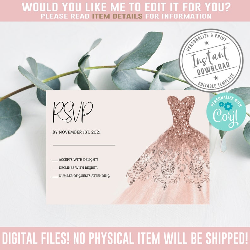 Editable RSVP Card Kindly Reply Blush Pink Theme - Etsy