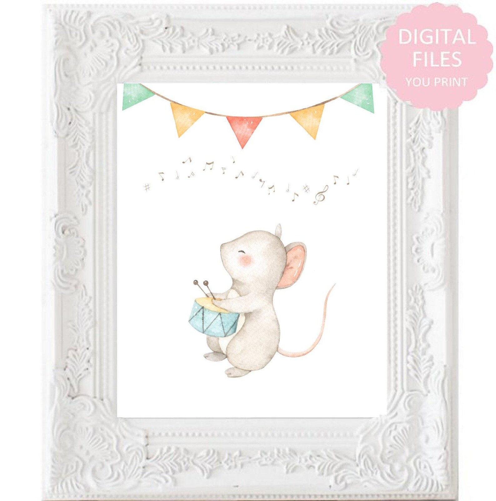 Printable, Little Parade Animals, Set of 4 Prints, Neutral Nursery Sign ...