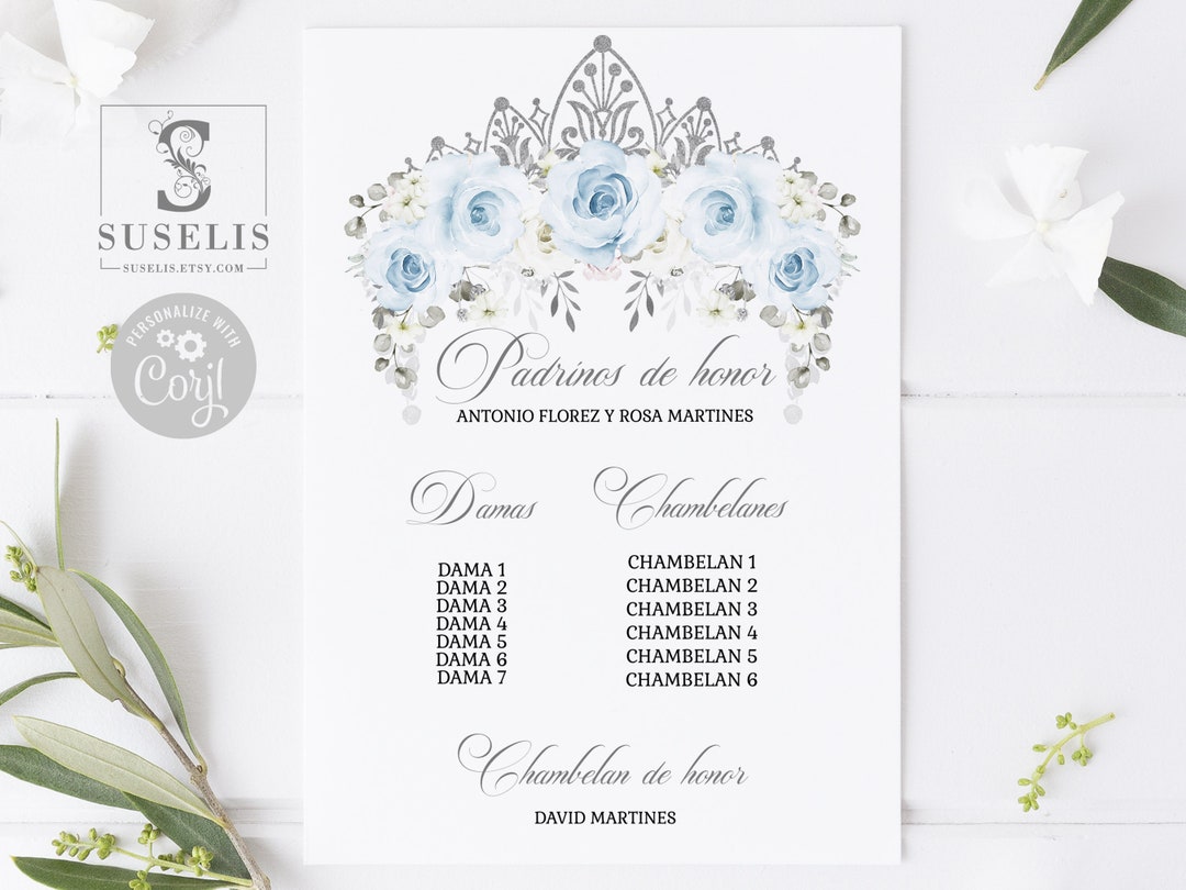 EDITABLE Lista De Padrinos Template, List of Godparents, Baby Blue ...