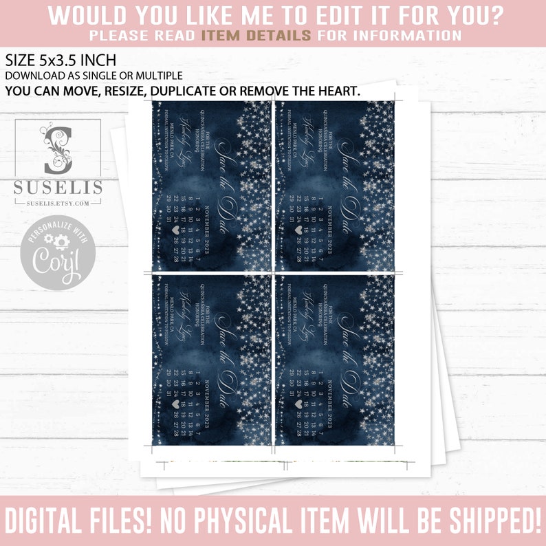 Editable Under the Stars Save the Date Card Template - Etsy