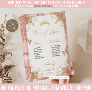 EDITABLE Bi-fold Quinceanera Program Template, Rose Gold Floral ...