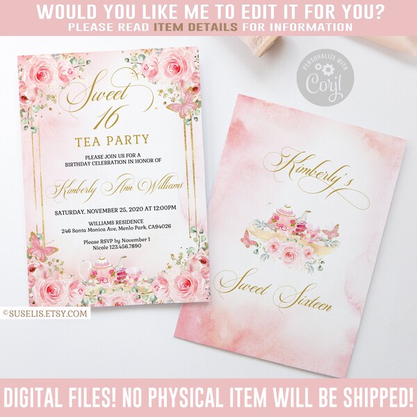 Sweet 16 Tea Party Digital - Etsy