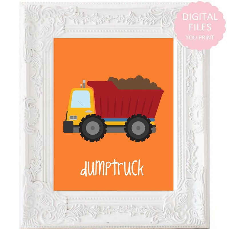 Printable Construction Nursery Prints Set of 6 Signs Trucks | Etsy