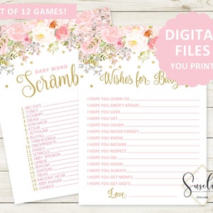Printable Baby Shower Game Bundle, Set of 12 Games, Blush Pink ...