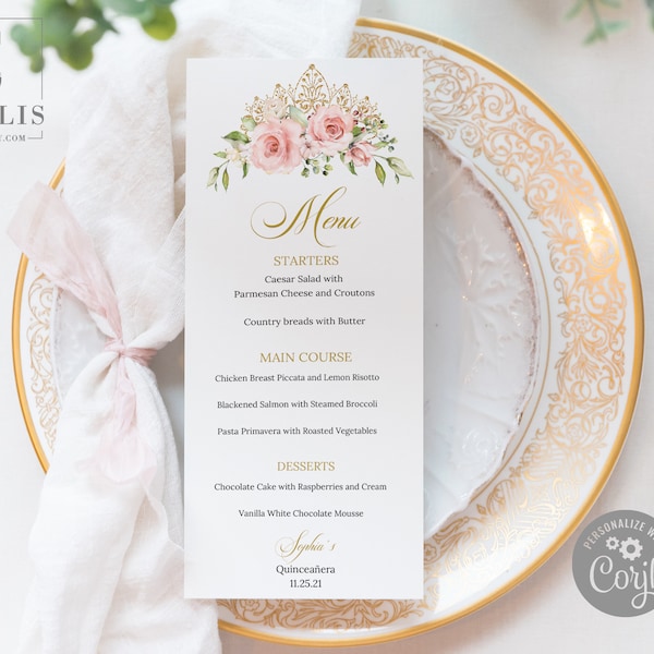 Sweet Sixteen Menus - Etsy