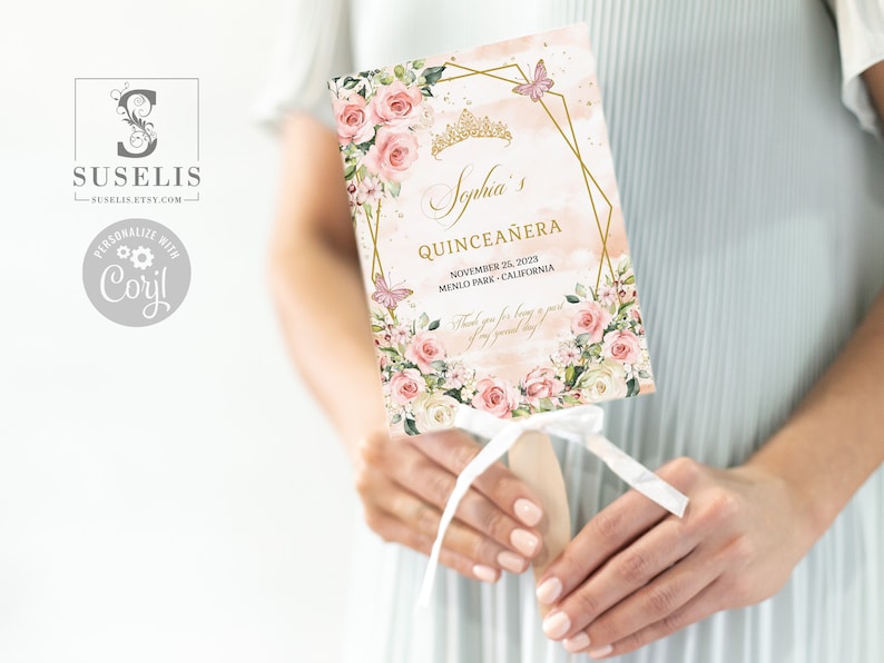 EDITABLE Blush Pink Fan Program Template Blush Pink Flowers - Etsy