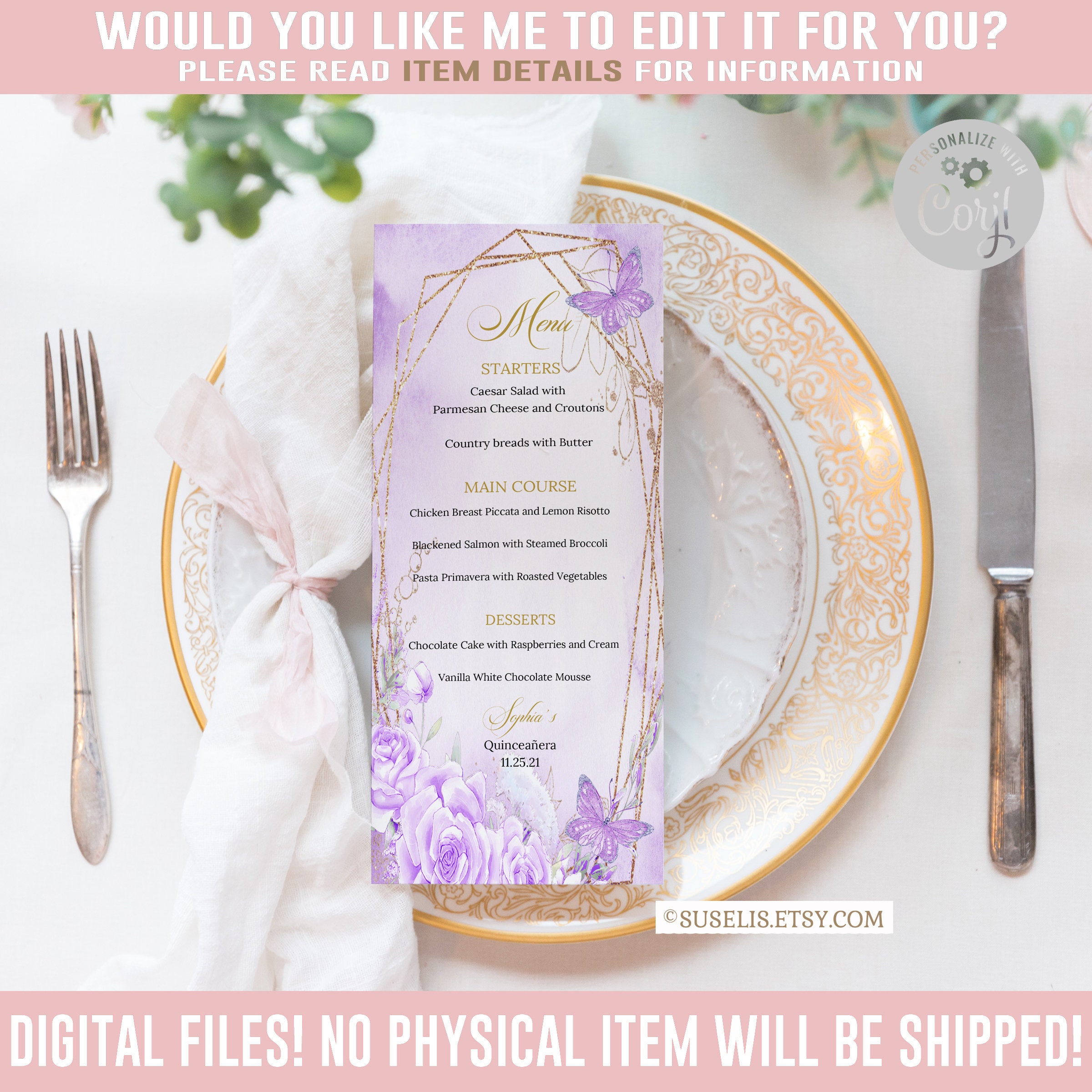 Quinceanera Table Settings Purple