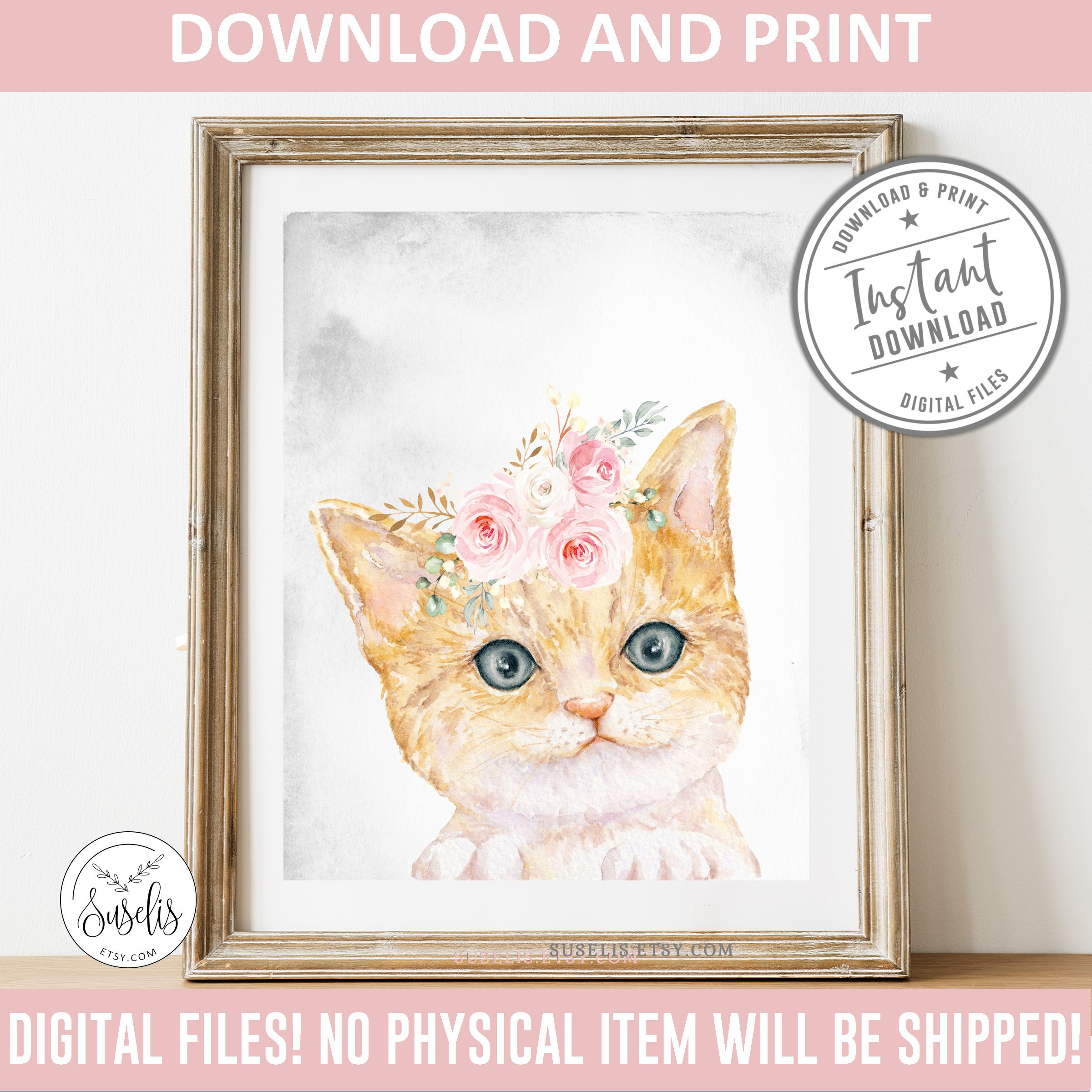 Printable Nursery Cat Print Animal Nursery Prints Nursery | Etsy