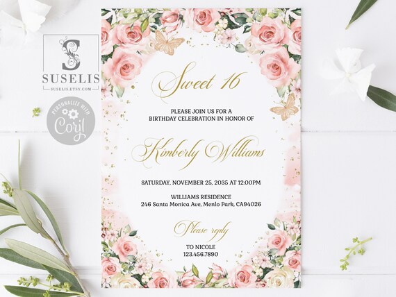 Sweet 16 Invitation Borders