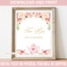 Printable Tea Party Tea Bar Sign, Blush Pink Boho, Watercolor Floral ...