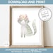Printable Cat Print, Animal Nursery Sign, Watercolor Kitten Flowers ...