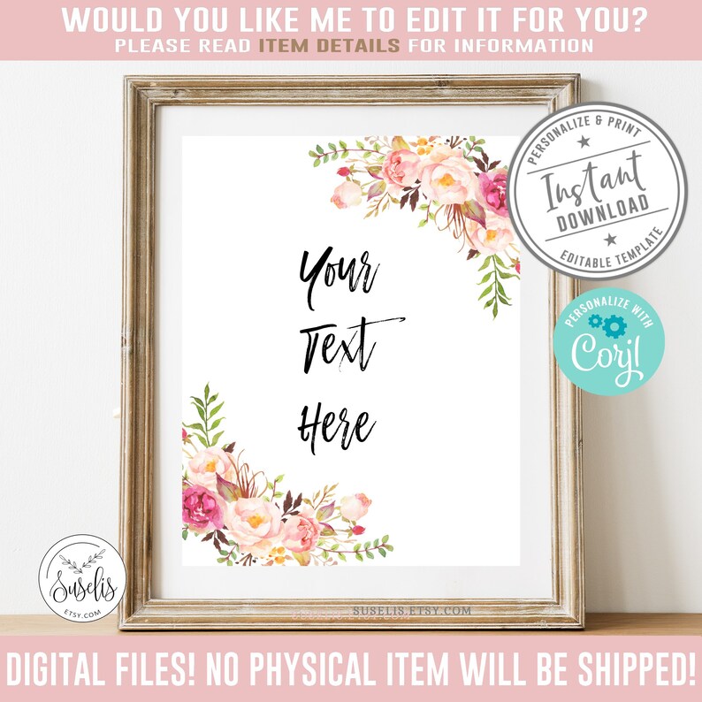 Editable Custom Sign Your Text Here Corjl Template Quote - Etsy