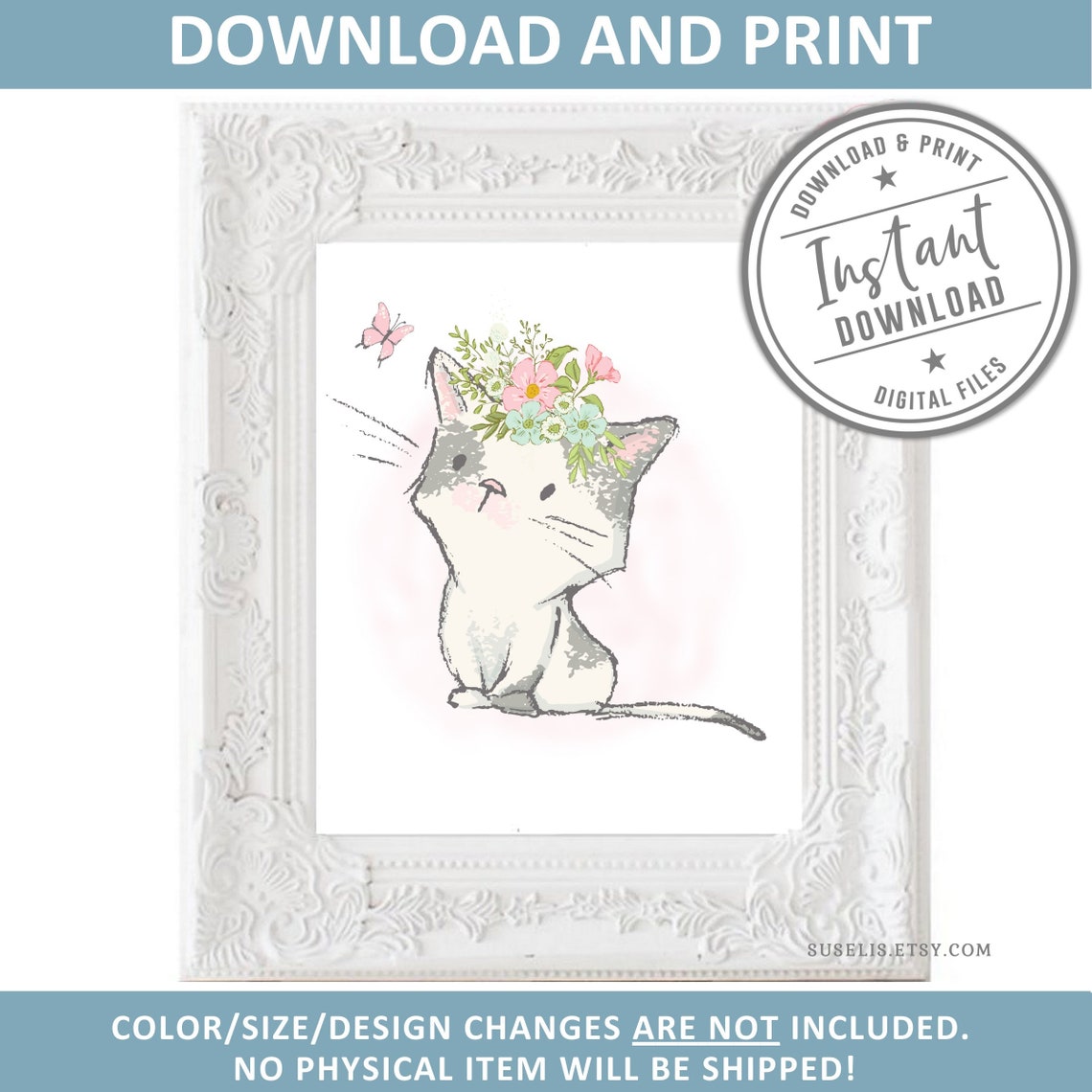Printable Nursery Cat Prints Set of 4 Animal Signs - Etsy