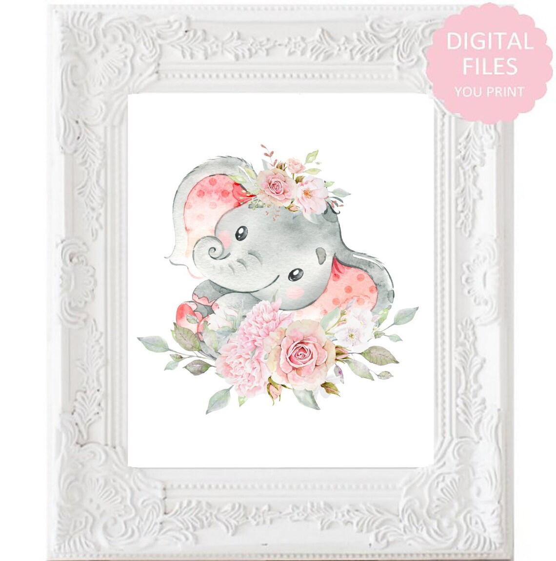 Printable Set of 3 Baby Elephant Prints Nursery Decor Girl - Etsy