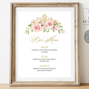 EDITABLE Bar Menu Sign Template Drinks Blush Pink Flowers - Etsy