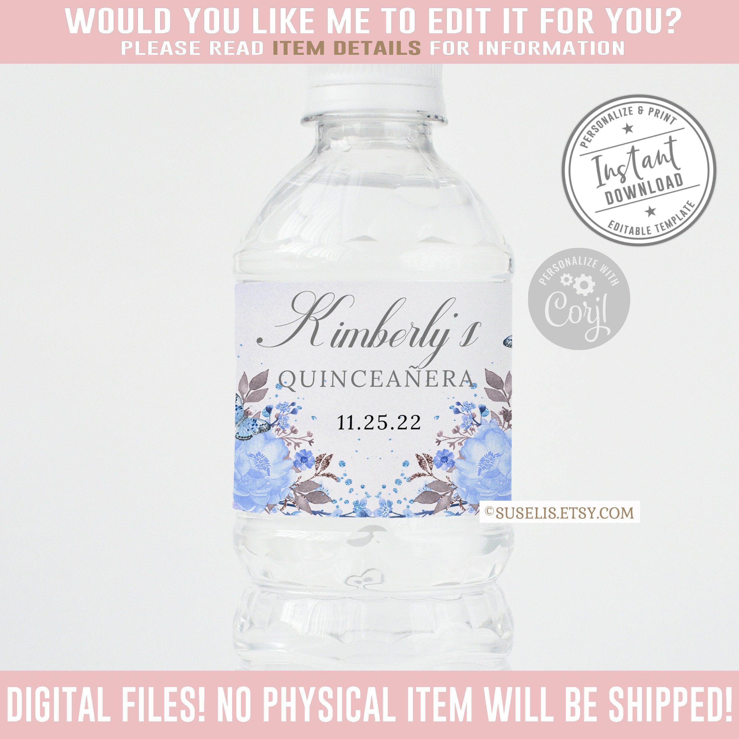 Paper Invitations & Announcements Corjl Elegant Sky Blue Floral ...