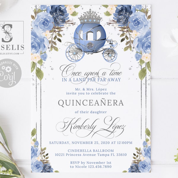 Cinderella Invitation Editable Quinceanera - Etsy
