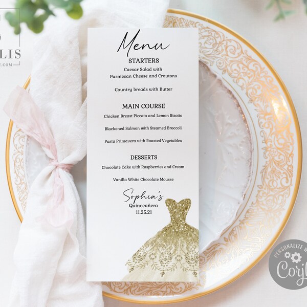 Quinceanera Menu Program Template - Etsy