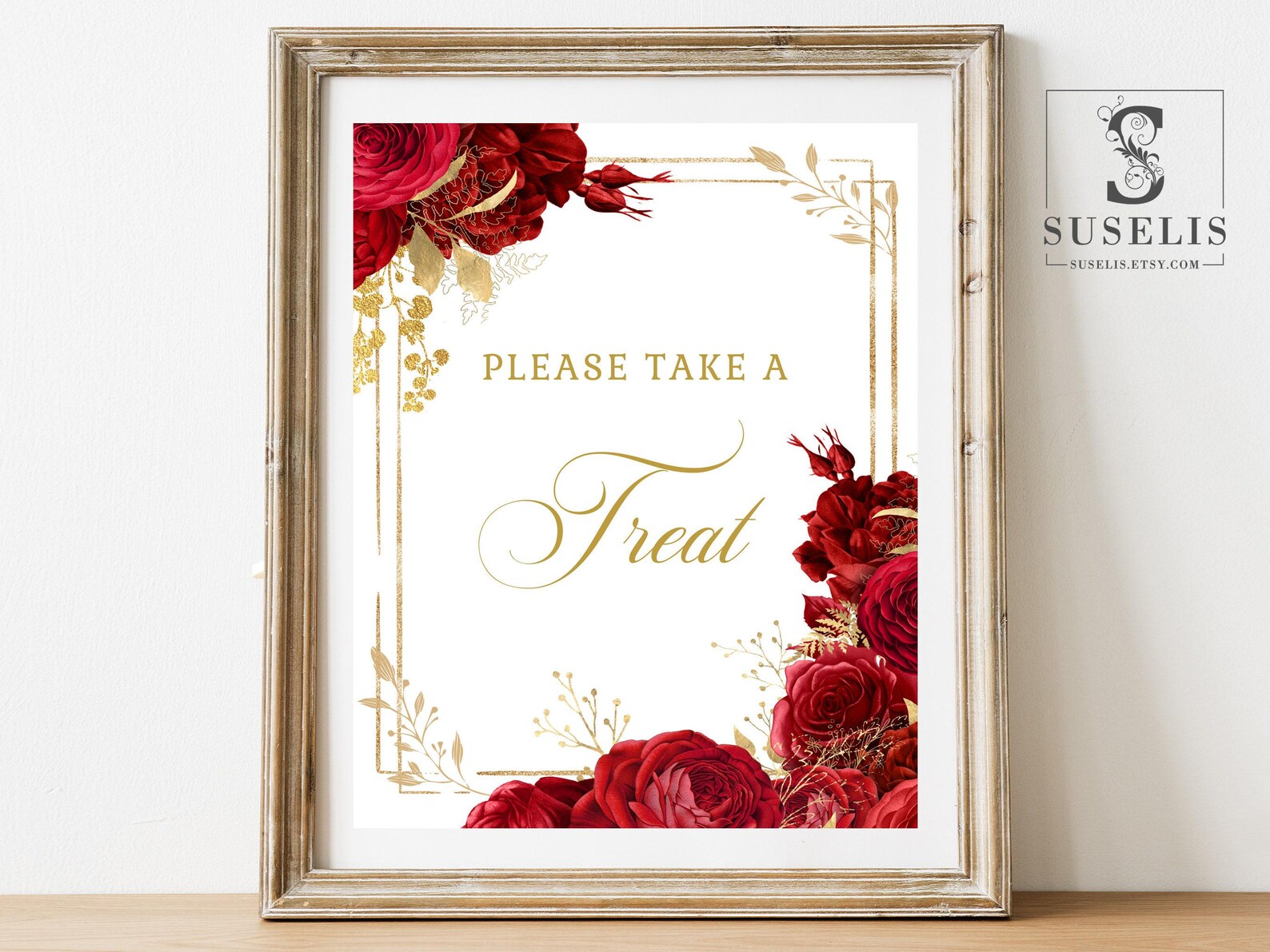 PRINTABLE Take a Treat Sign, Red Roses Flowers, Butterfly, Quinceanera ...