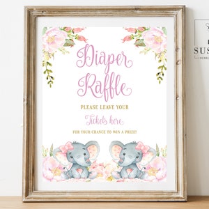 Printable Diaper Raffle Sign, Twins Baby Shower Sign, Twin Girls ...