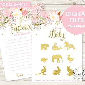 Printable Baby Shower Game Bundle, Set of 12 Games, Blush Pink ...