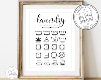 Printable Laundry Guide Wash Symbols Print Clothes Care Sign | Etsy