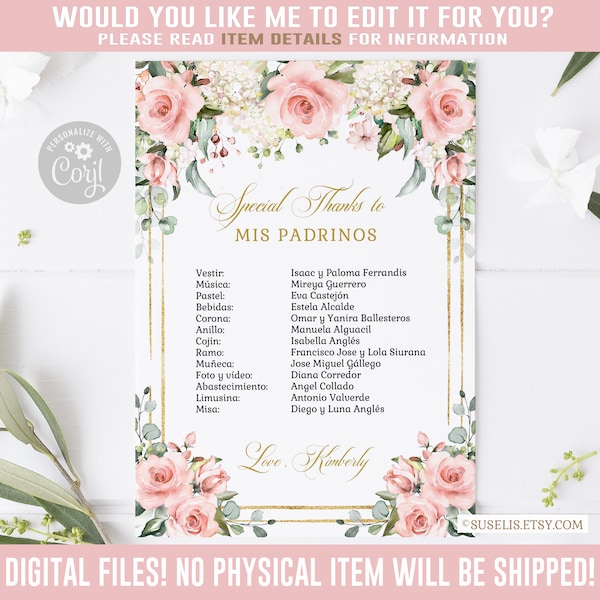 Gracias a Mis Padrinos - Etsy