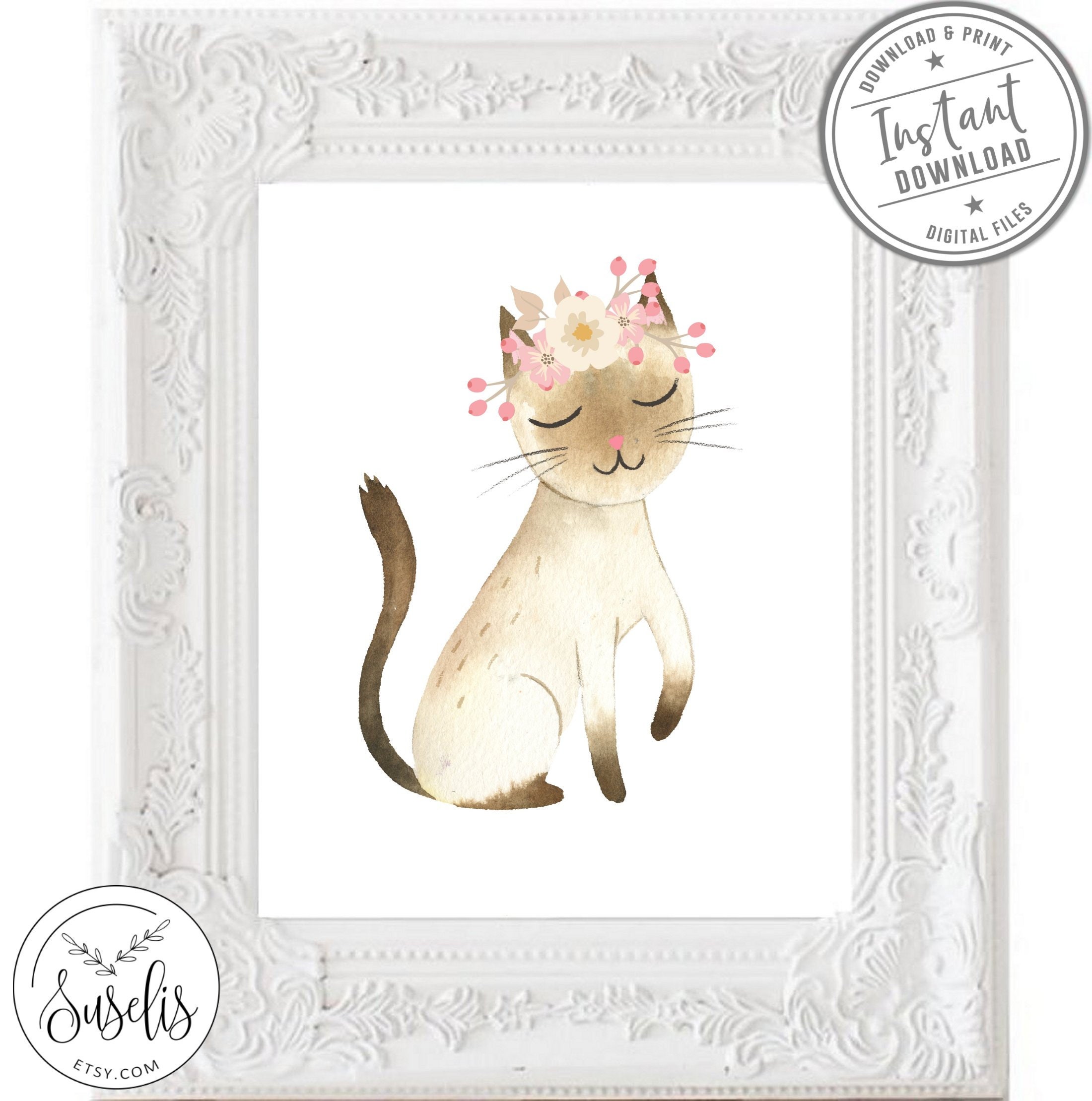 Printable Nursery Cat Print Animal Nursery Prints Nursery | Etsy