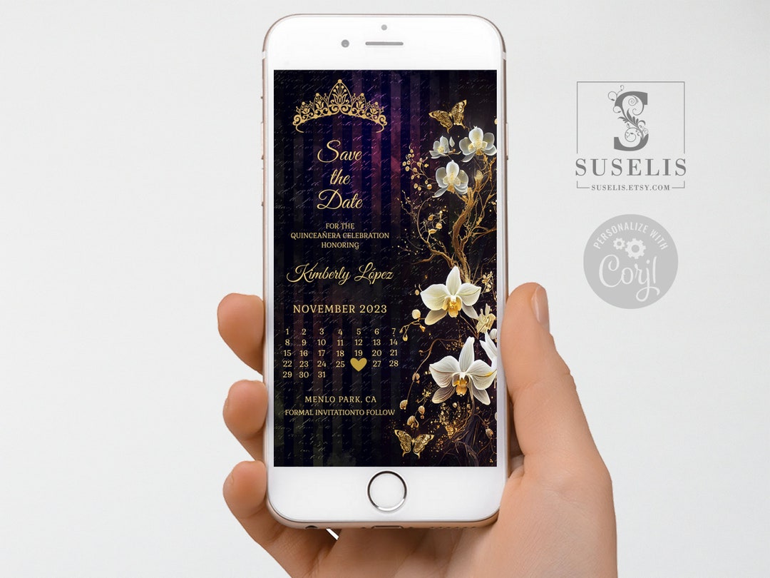 Editable Save the Date Calendar Evite Template, Text, White Orchid ...