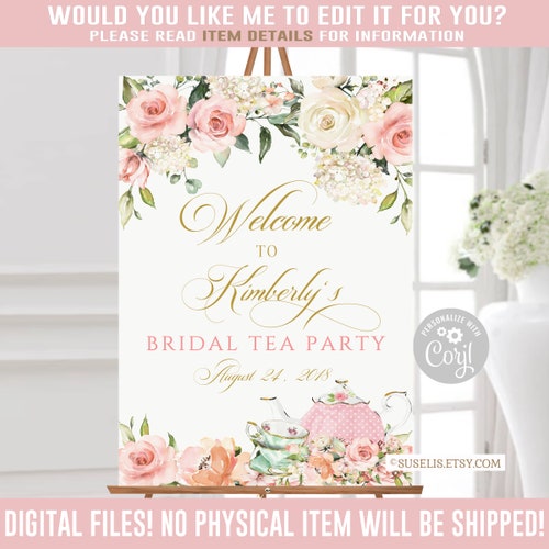 Tea Party Welcome Sign Template Printable Bridal Tea Shower - Etsy