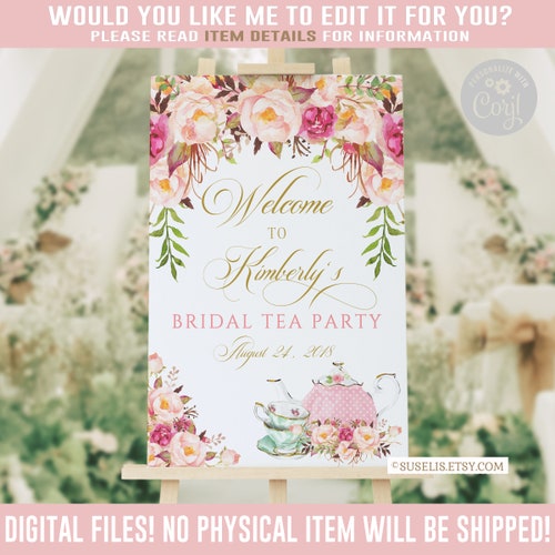 Tea Party Welcome Sign Template Printable Bridal Tea Shower - Etsy
