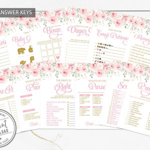 Printable Baby Shower Game Bundle, 12 Games, Tea Party Theme ...