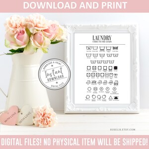Printable Laundry Guide Wash Symbols Print, Clothes Care Sign, Ironing ...