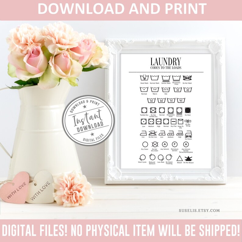 Printable Laundry Guide Wash Symbols Print Clothes Care Sign | Etsy