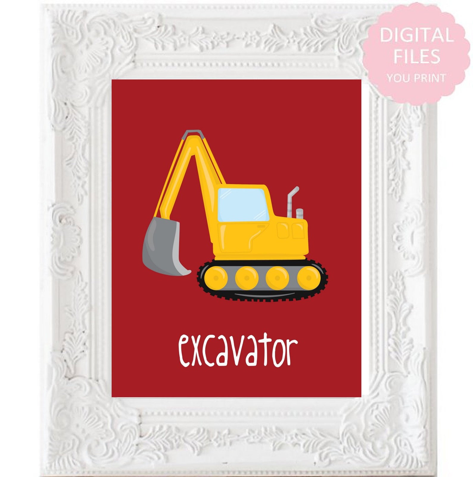 Printable Construction Nursery Prints, Set of 6 Signs, Trucks Prints ...