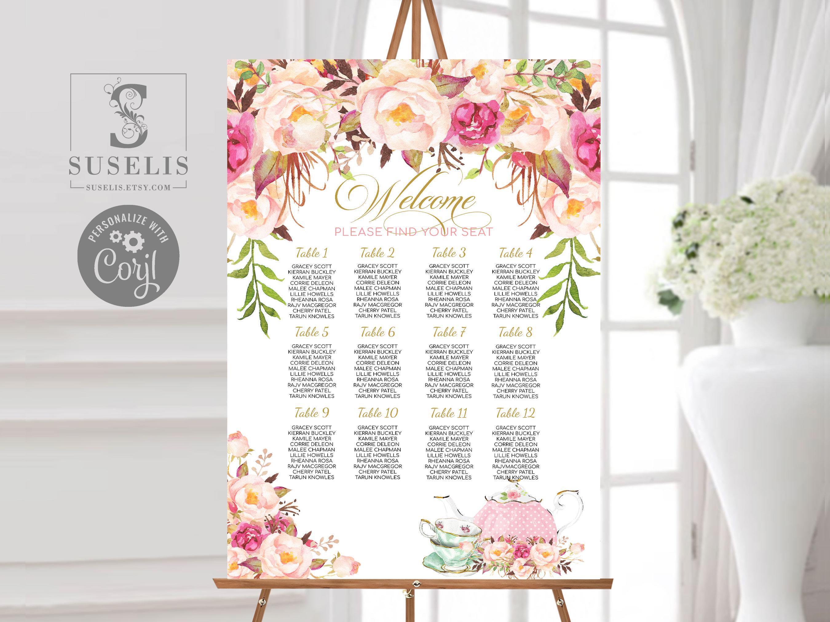 EDITABLE Seating Chart, Corjl Template, Instant Download, Table Plan ...