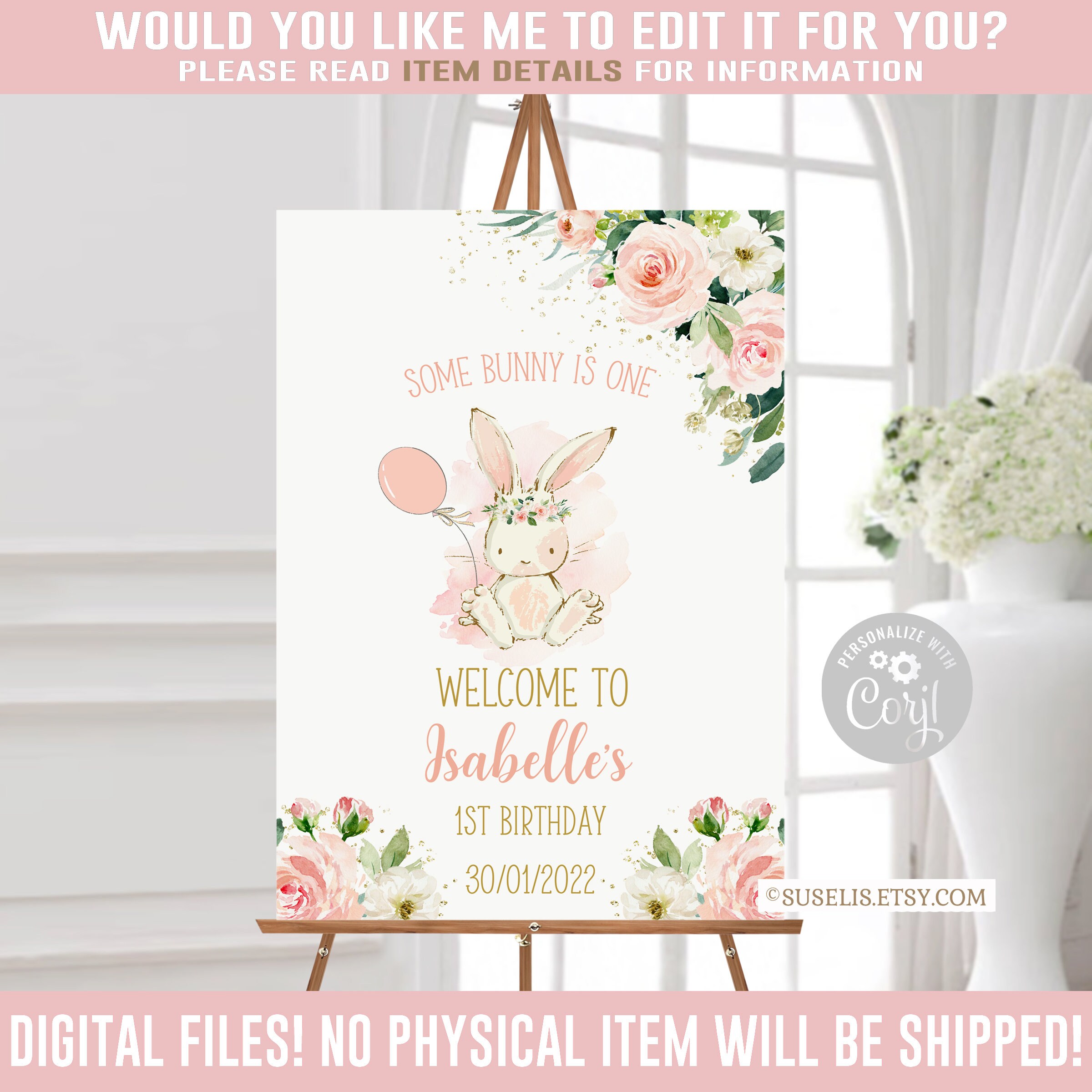 Editable Welcome Sign Birthday Party Door Sign Corjl | Etsy