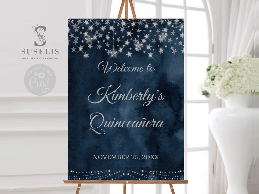 EDITABLE Starry Night Welcome Sign Template, Blue Under the Stars ...