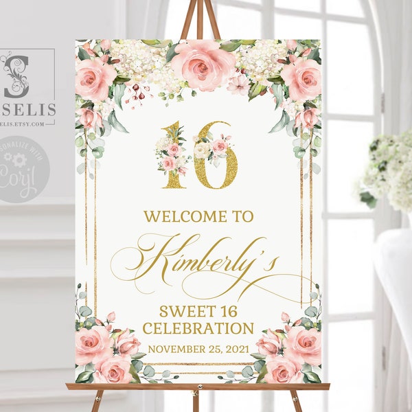 Welcome Sweet 16 Poster Template - Etsy