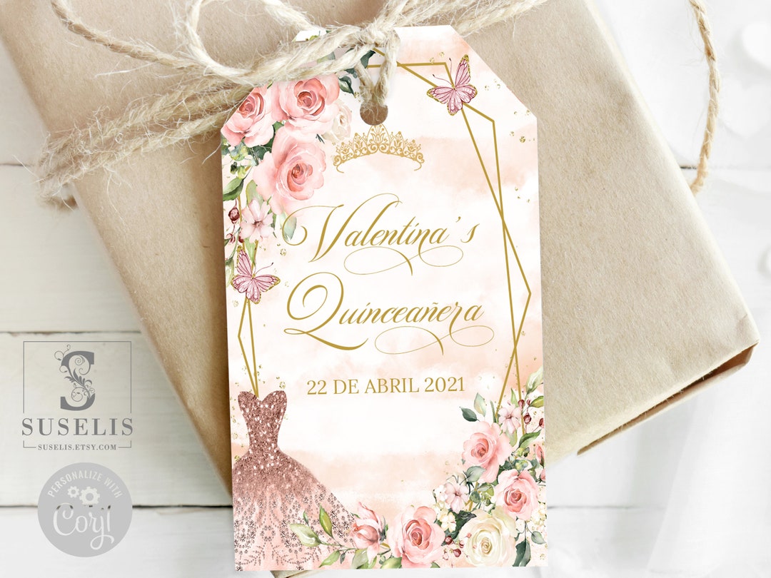 Editable Quinceanera Favor Tag Template, Blush Pink, Gift Tag, Mis ...