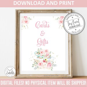 Printable Tea Party Cards and Gifts Sign, Tea for Two, Gifts Table Sign ...