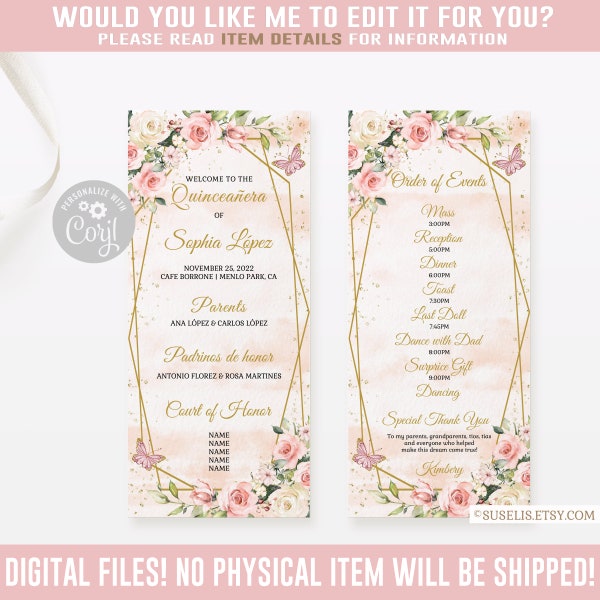 Butterfly Quinceanera Program Template - Etsy