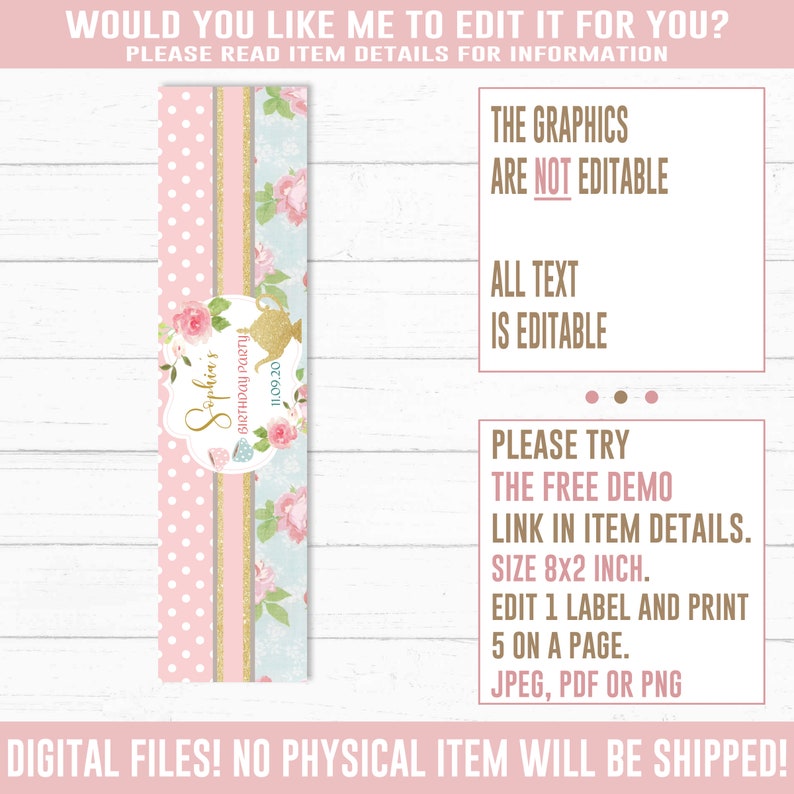 EDITABLE Water Bottle Labels Corjl Template Birthday Baby | Etsy