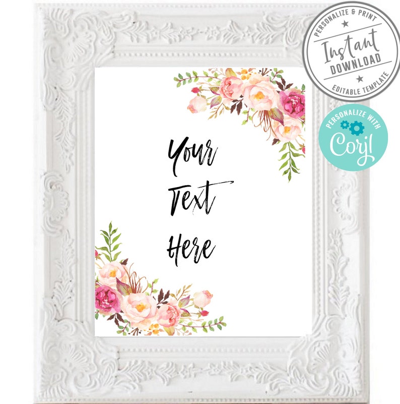 Editable Custom Sign Your Text Here Corjl Template Quote - Etsy