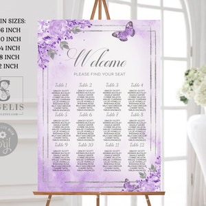 EDITABLE Seating Chart Template, Seating Plan, Table Plan, Purple ...