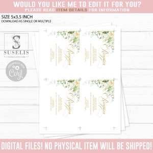 Editable Reception Card Template, , White Green Spring Floral, Insert ...
