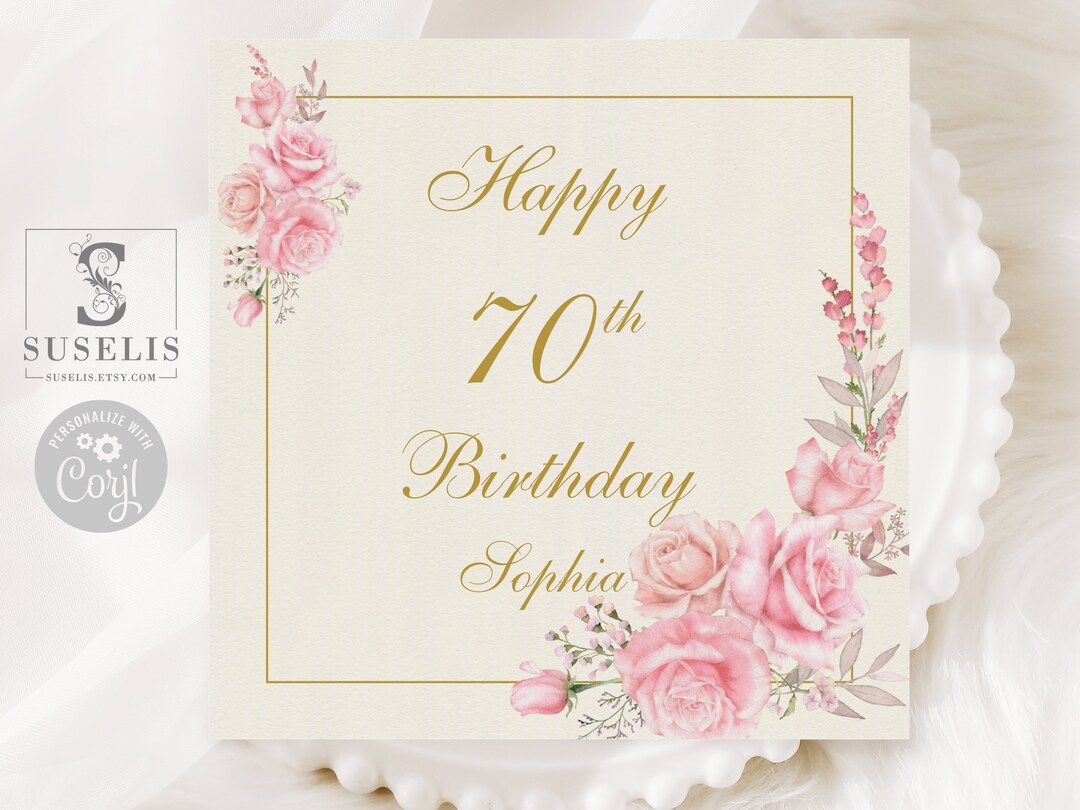 Editable Template Blush Roses Birthday Invitation, Watercolor Rose ...