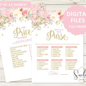 Printable Baby Shower Game Bundle, Set of 12 Games, Blush Pink ...